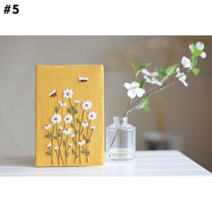 Hand Embroidered Notebook With Flower Embroidery, Unlined Linen Diary ...