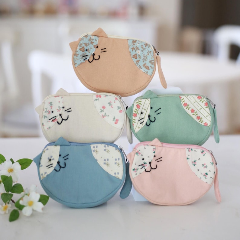 Cat Coin Purse, Cute Kitty Zipper Pouch, Small Gift for Cat Lover ...