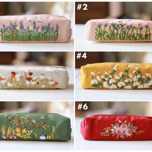 Hand Embroidered Pencil Case With Flower Embroidery, Pen Case, Floral ...