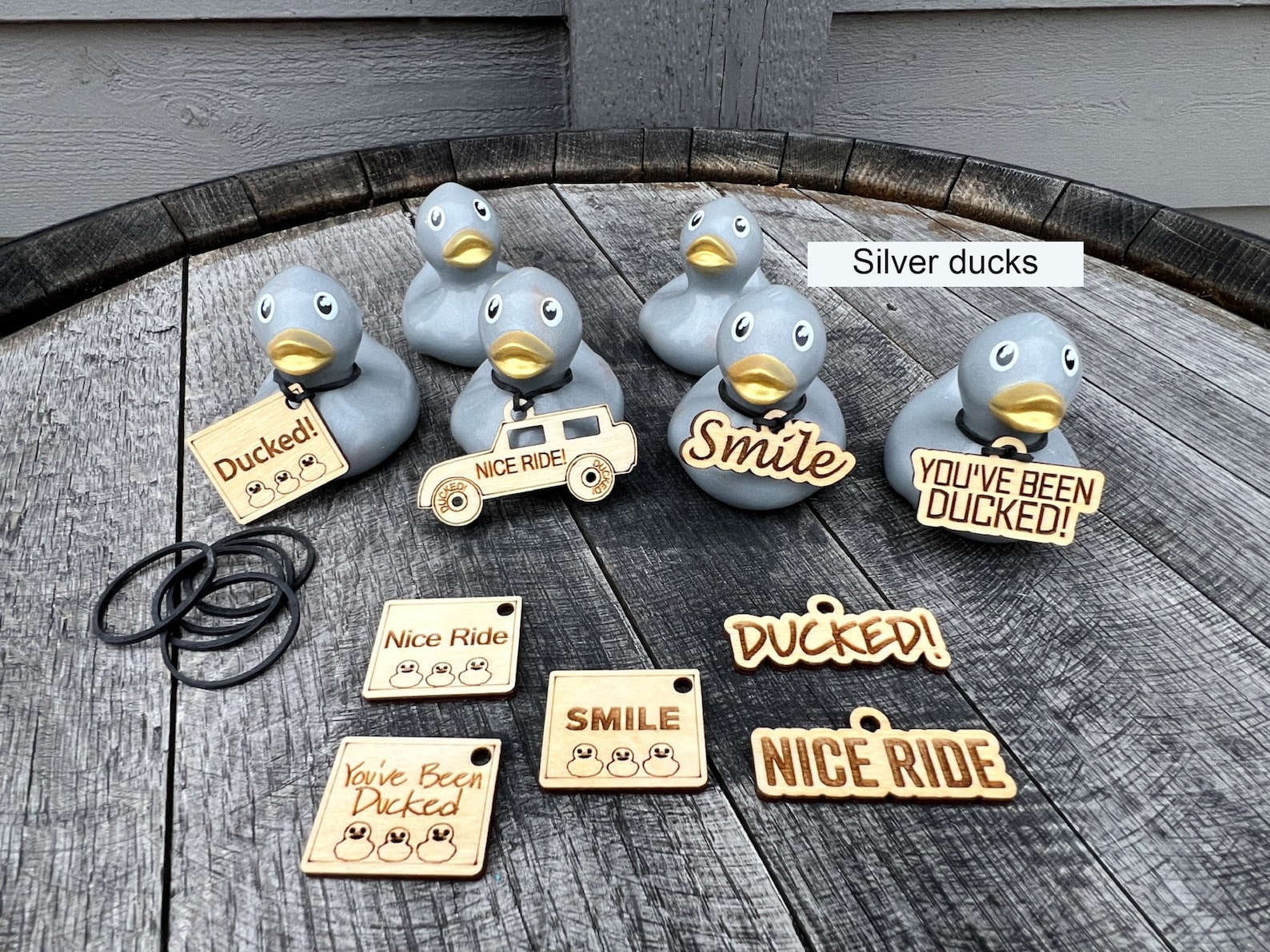 Metallic Rubber Duck Set of 6 Bright Color Ducks With Optional Wooden ...