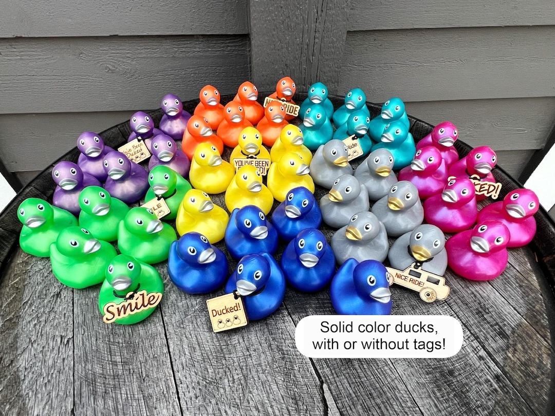 Metallic Rubber Duck Set of 6 Bright Color Ducks With Optional Wooden ...