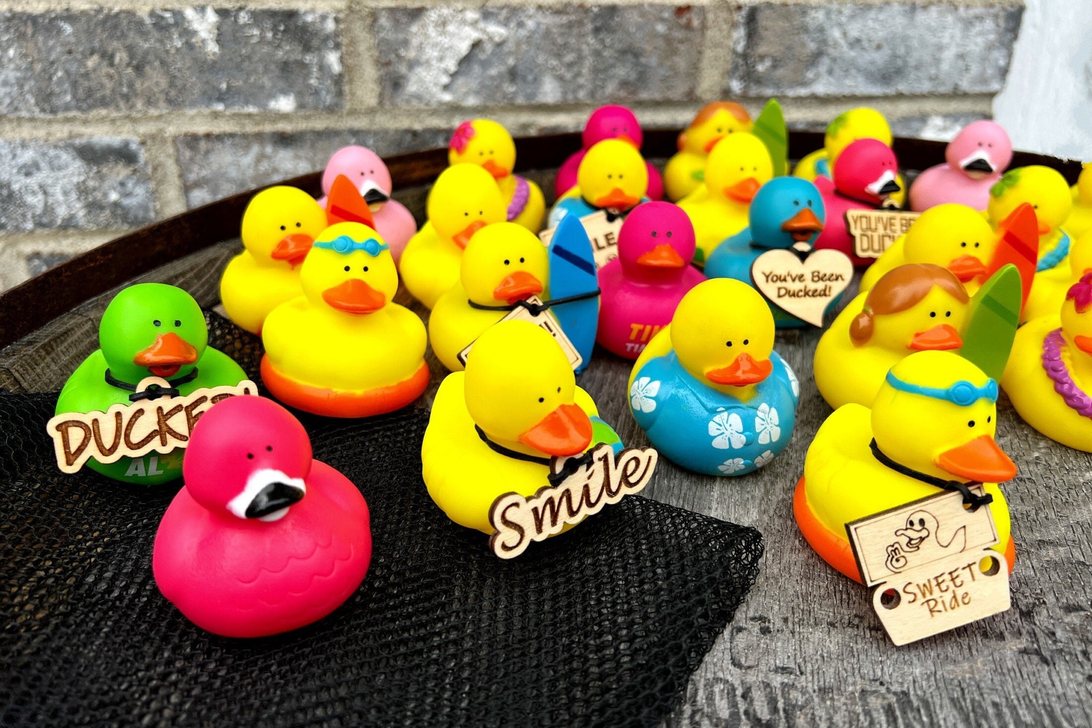 Beach Themed Rubber Ducks – Flamingo, Surfer & Luau Ducks With Optional ...