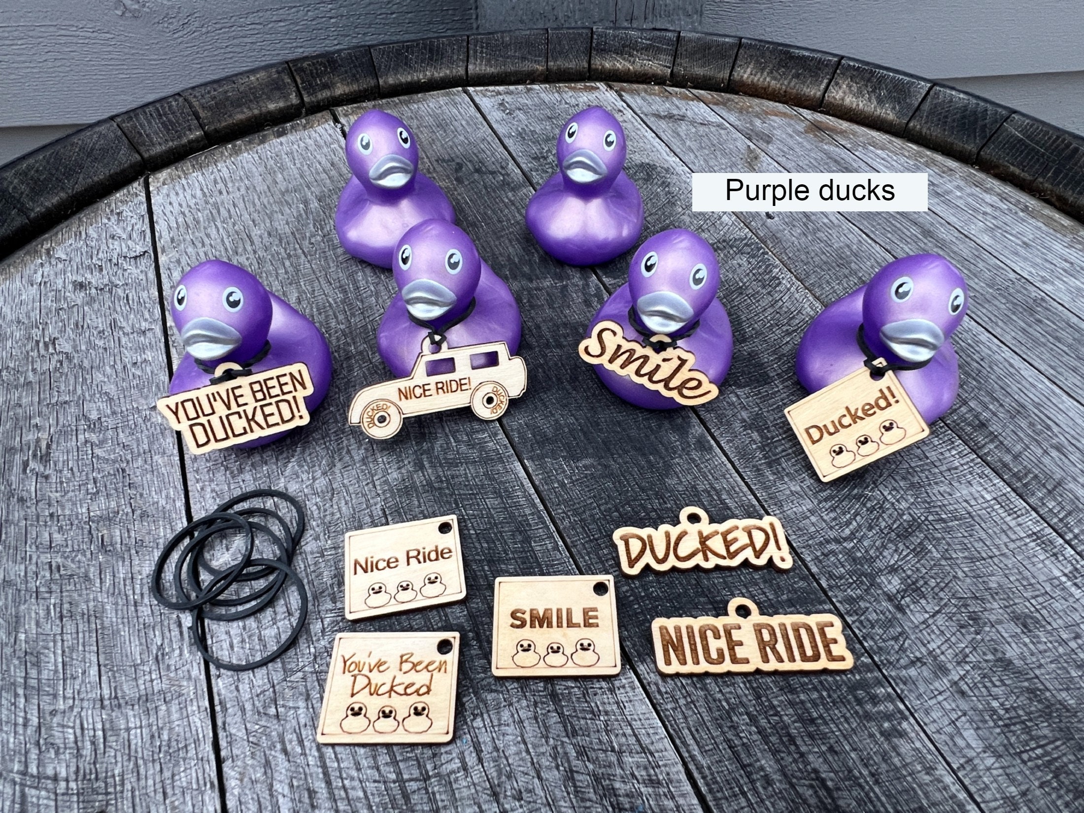 Metallic Rubber Duck Set of 6 Bright Color Ducks With Optional Wooden ...