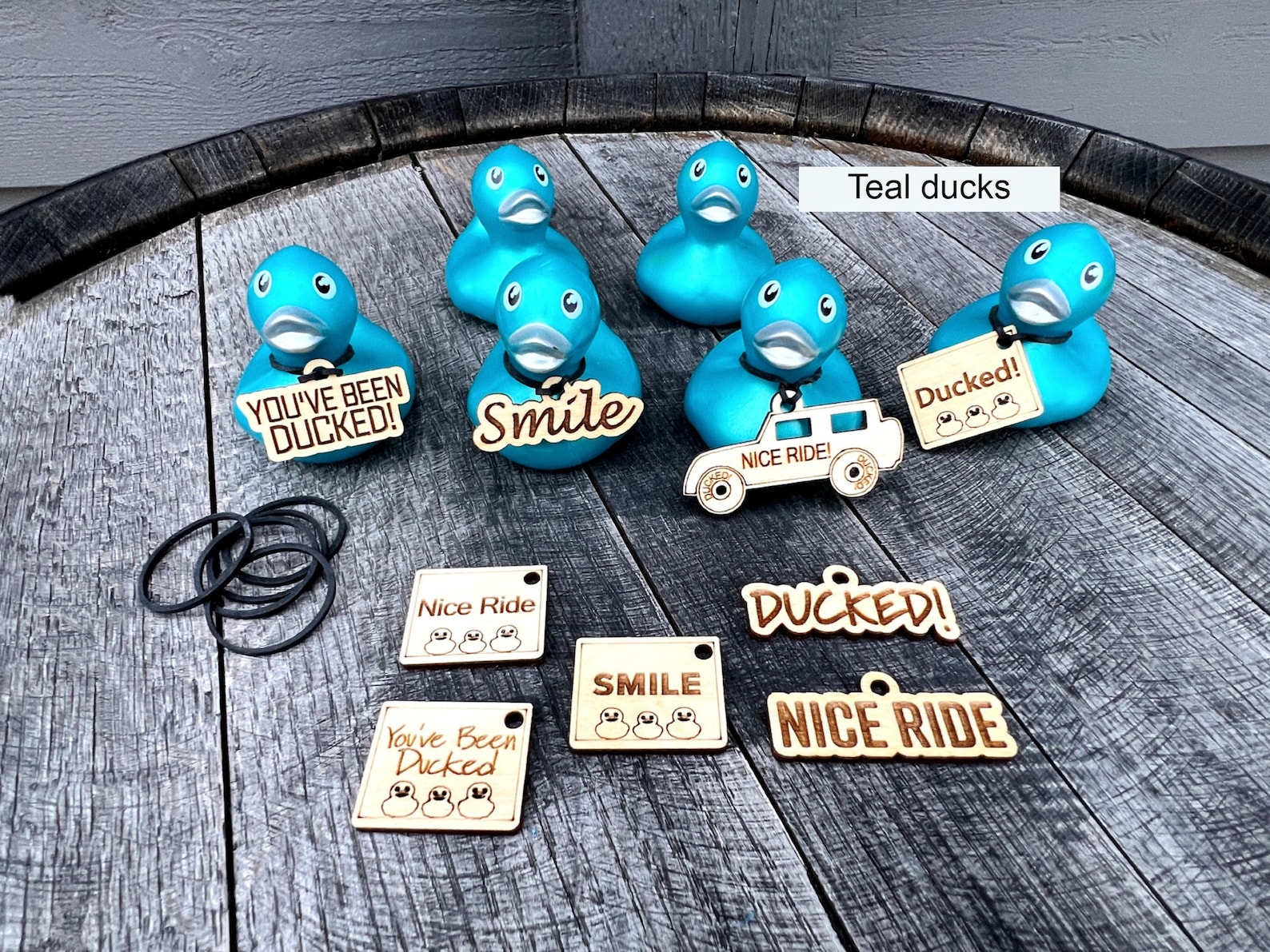 Metallic Rubber Duck Set of 6 Bright Color Ducks With Optional Wooden ...