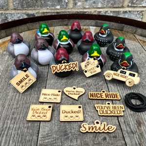 Set of Decoy Rubber Ducks – Black, Silver & Green, Optional Duck Tags ...