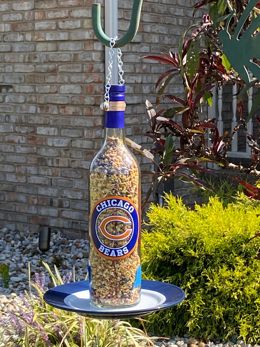 Chicago Bears Wine Bottle Bird Feeder - Etsy