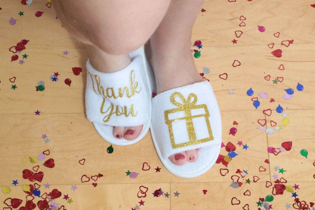 Personalized Thank You Slippers: Open Toe Party Gift - Etsy