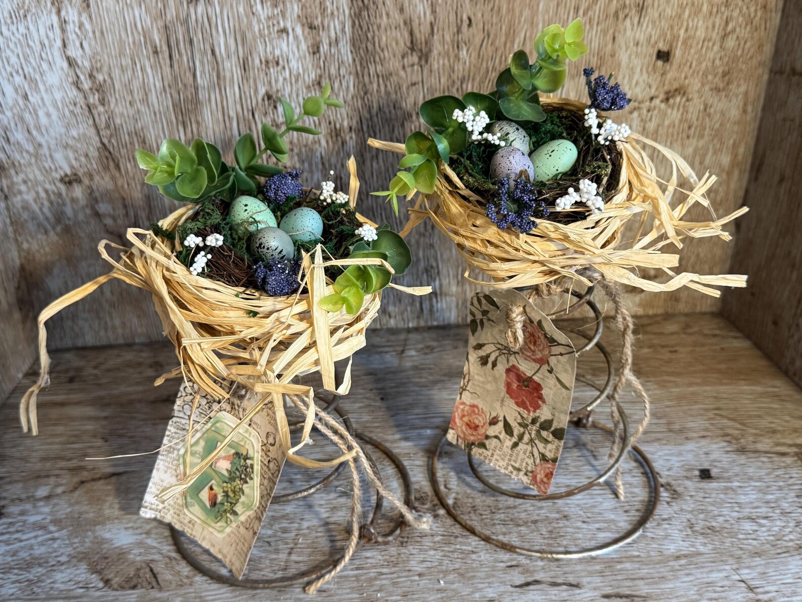 Farmhouse Bird Nest Decor: Rustic Bedspring Spring Accent - Etsy