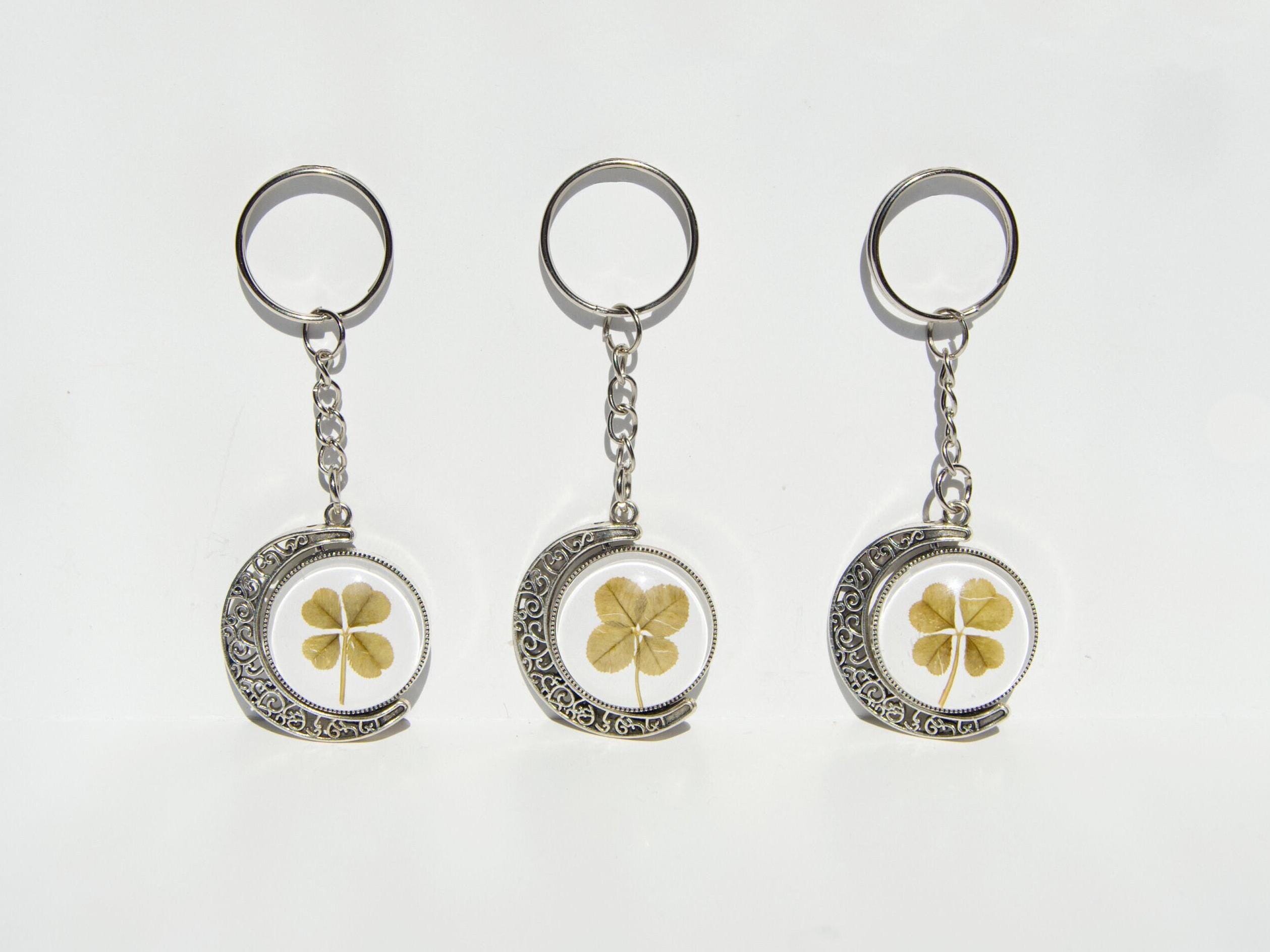Lucky Charm Keychain - Real Four Leaf Clover - Genuine Shamrock ...