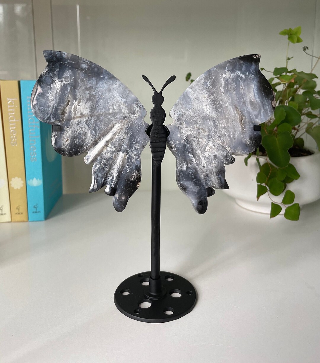 Blue Pacific Agate Wings: Comes With Gorgeous Stand - Etsy