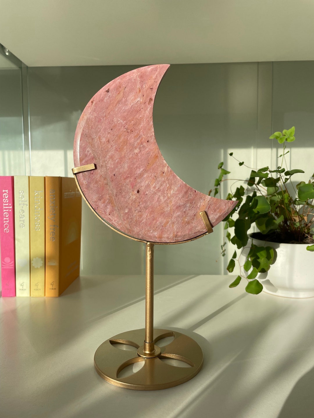 Pink Amazonite Moon comes With Stand - Etsy