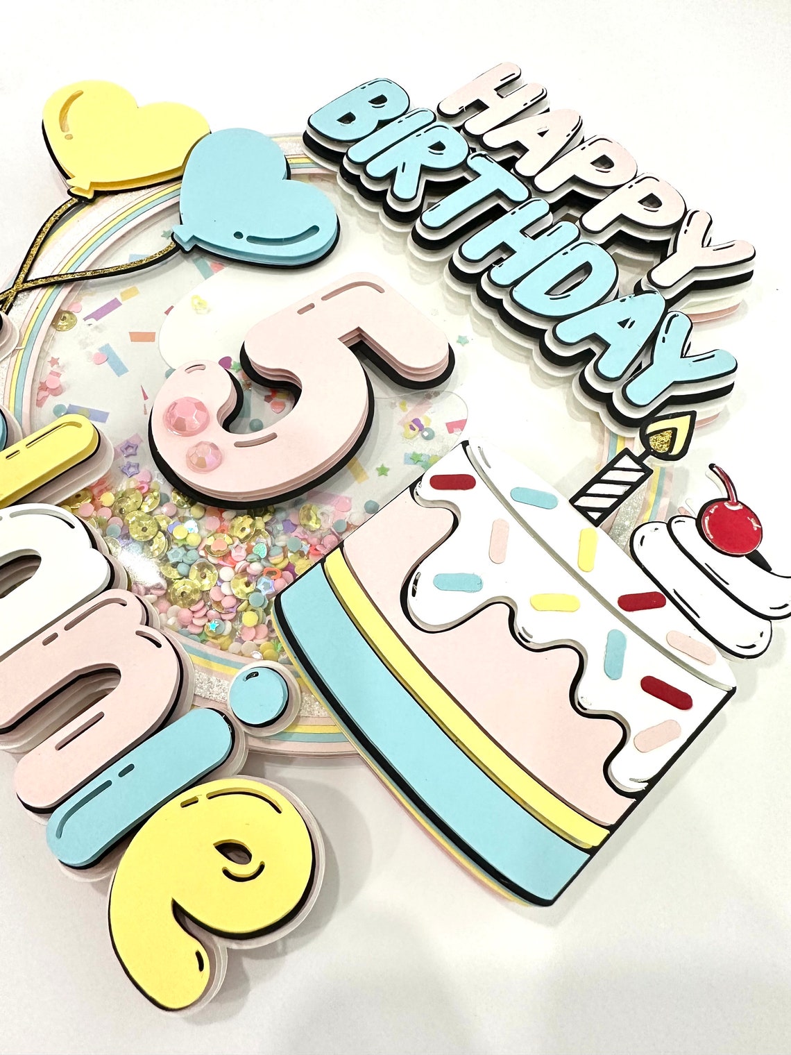 3D Cartoon Birthday Cake Topper: Personalized Shaker Topper - Etsy