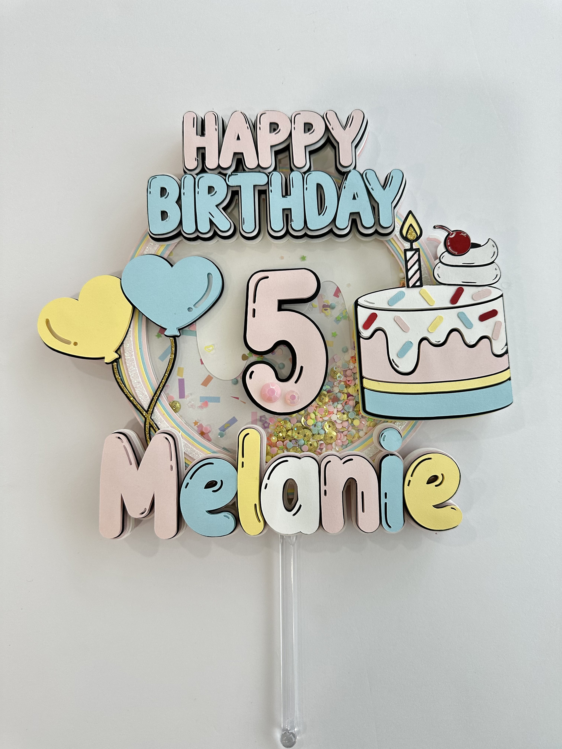 3D Cartoon Birthday Cake Topper: Personalized Shaker Topper - Etsy