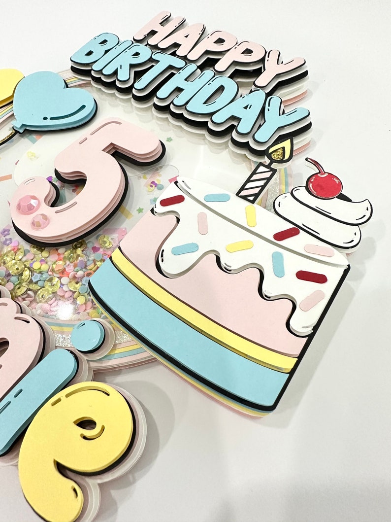 3D Cartoon Birthday Cake Topper: Personalized Shaker Topper - Etsy