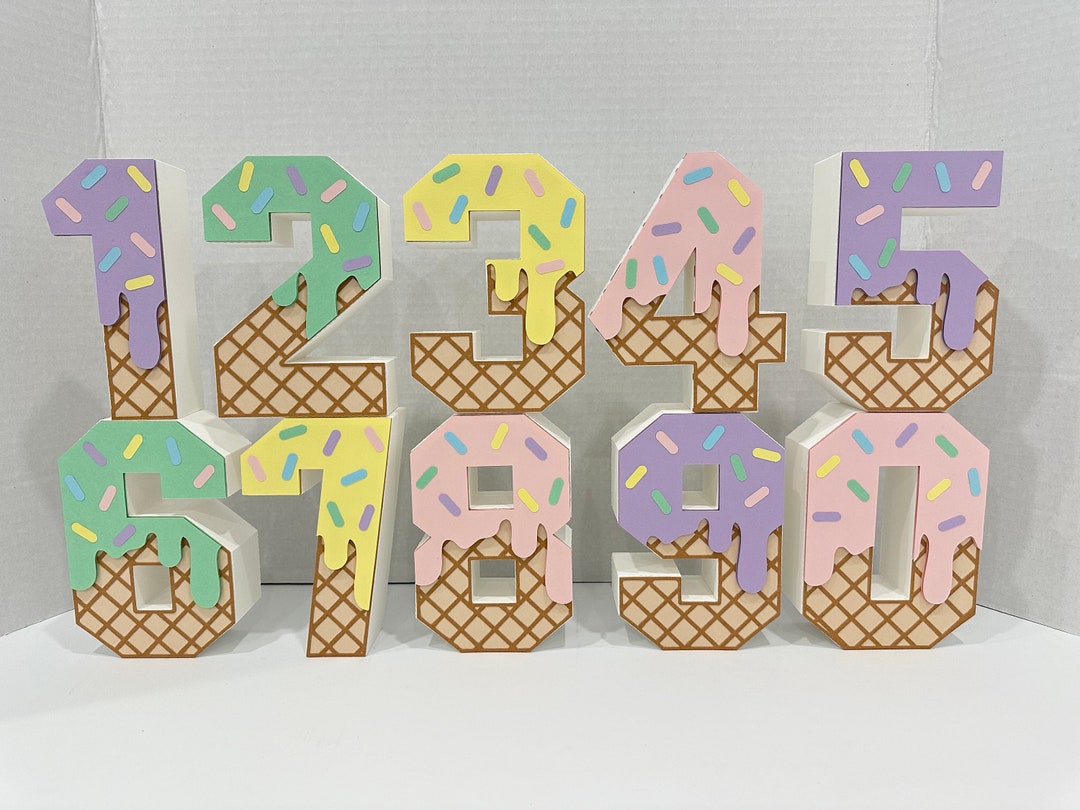 Ice Cream 3D Numbers, Ice Cream Numbers, Ice Cream Birthday, Ice Cream ...