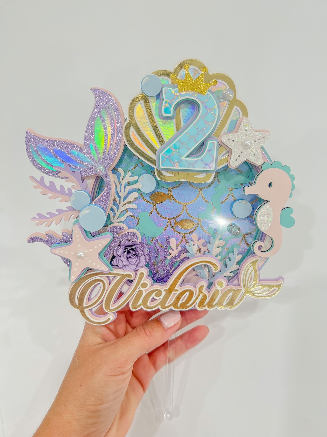 3D Mermaid Birthday Cake Topper: Personalized Party Decor - Etsy