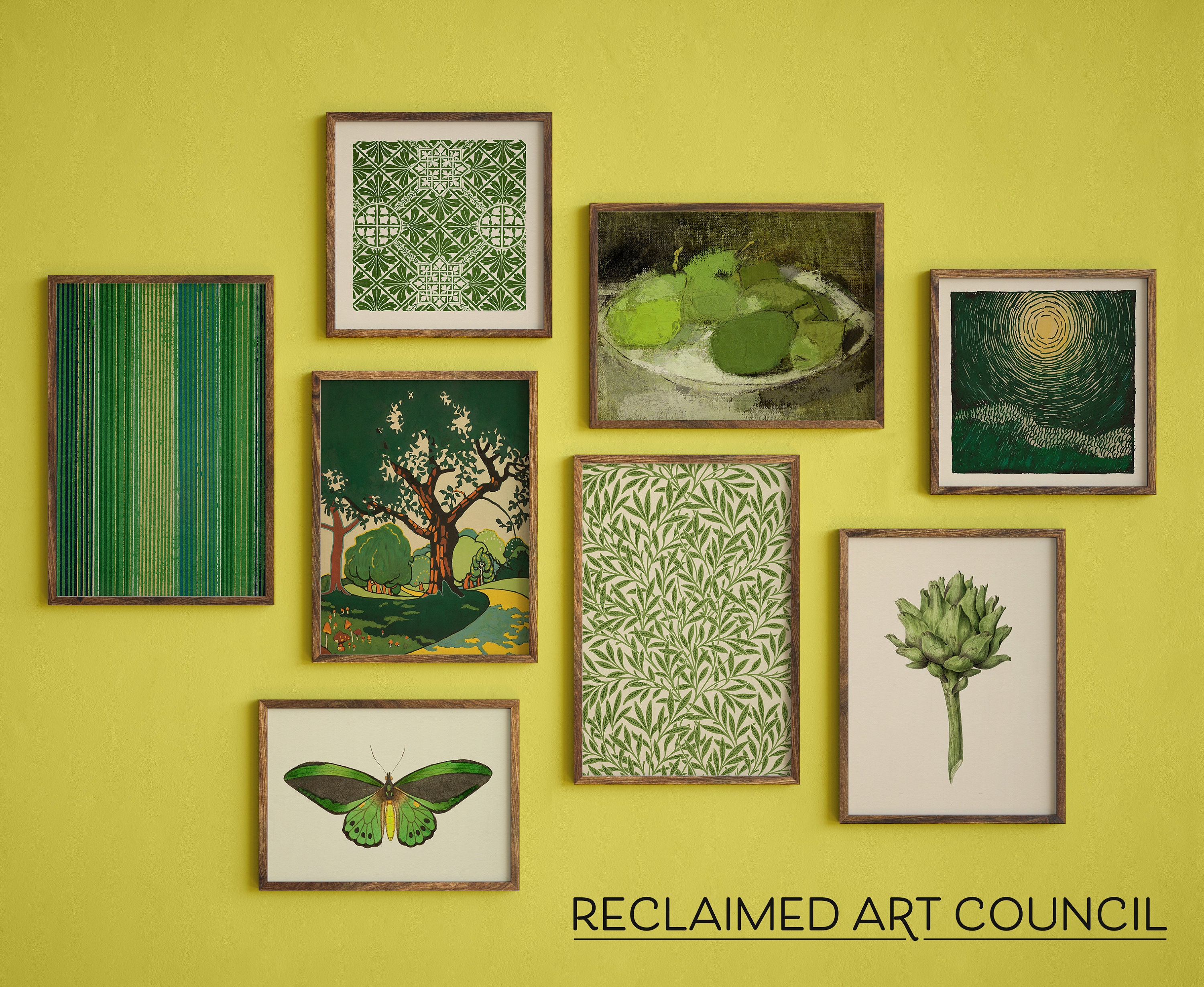 Printable Eclectic Gallery Wall Print Set Green Color Palette Bold ...