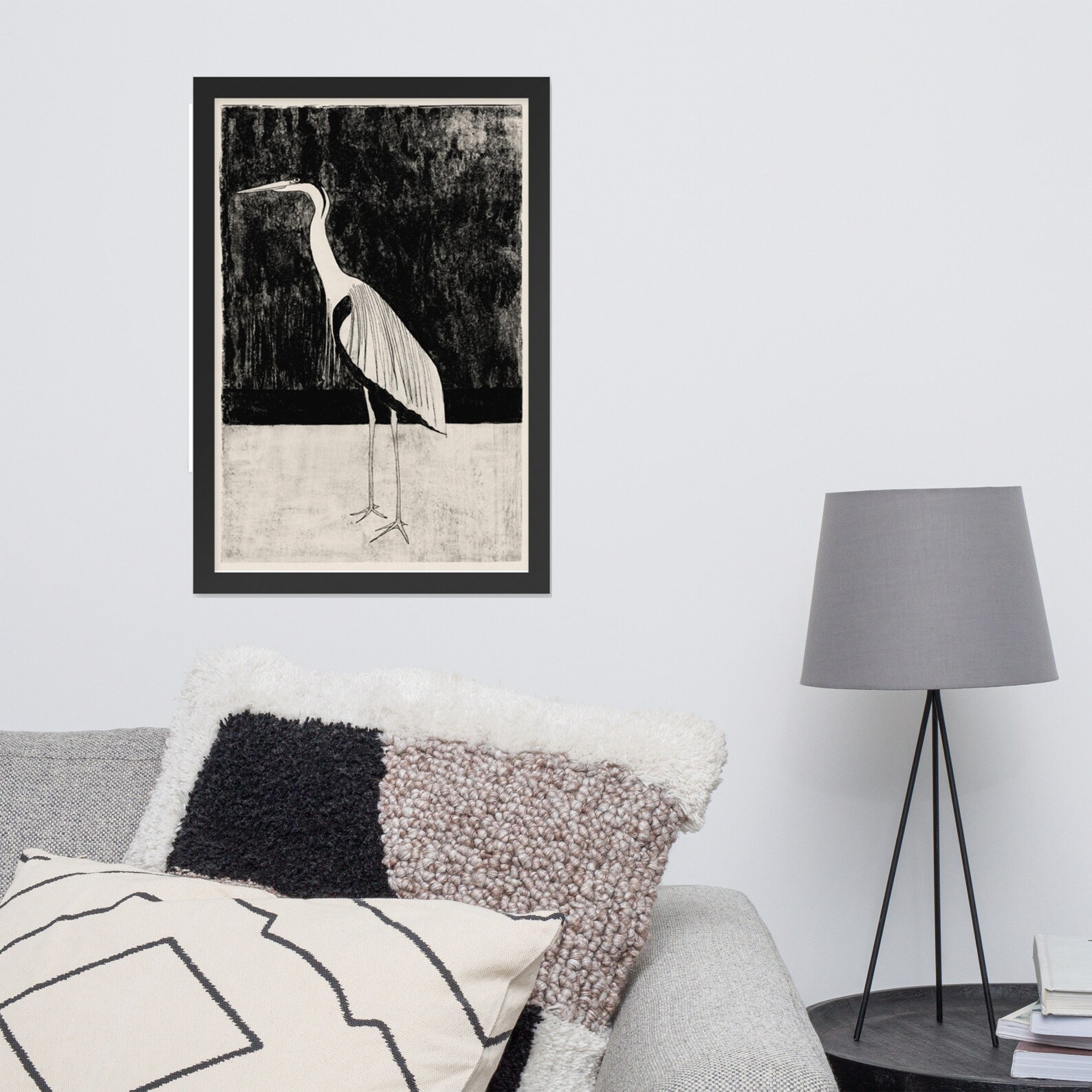 Vintage Heron Sketch | Antique Heron Drawing | Rustic Bird Art | Blue ...