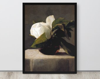 Vintage Magnolia Still Life Print: Moody Floral Painting - Etsy