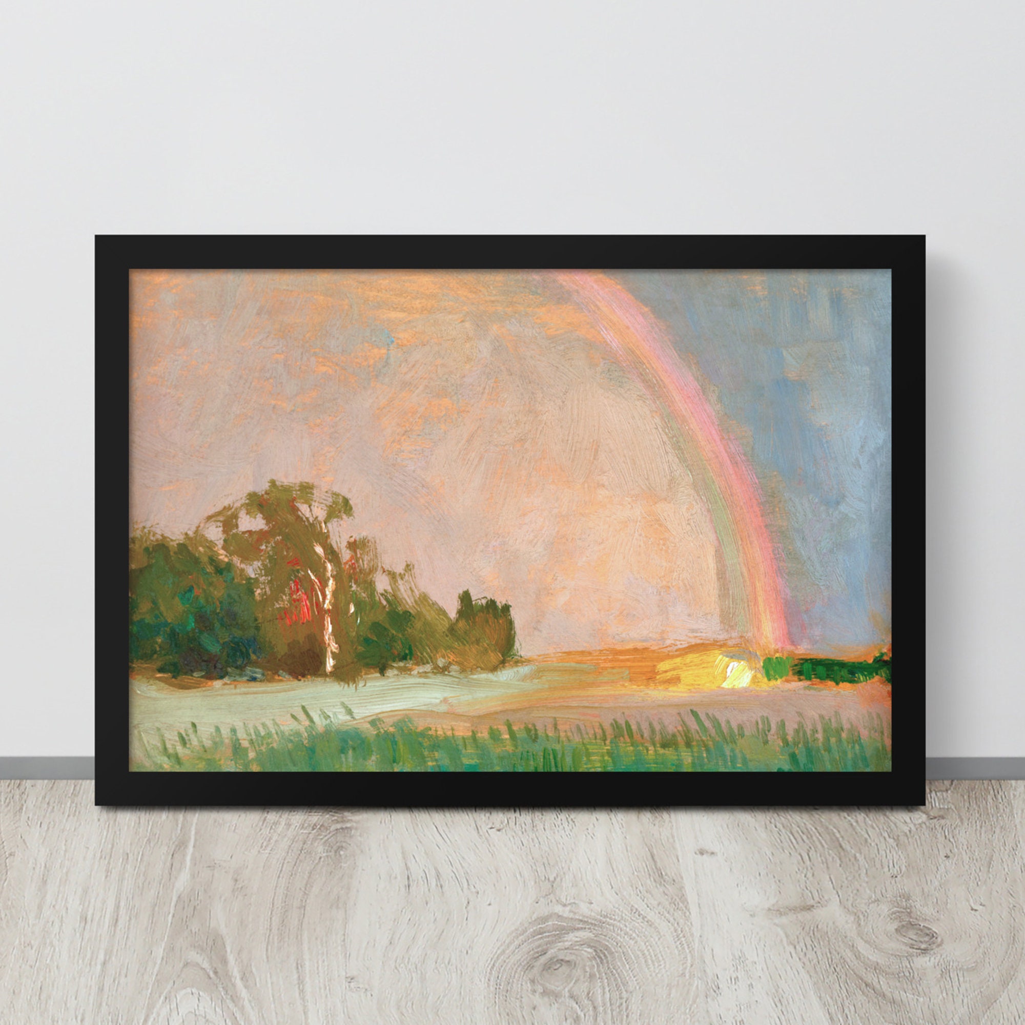 Vintage Abstract Rainbow Painting Rustic Rainbow Oil - Etsy