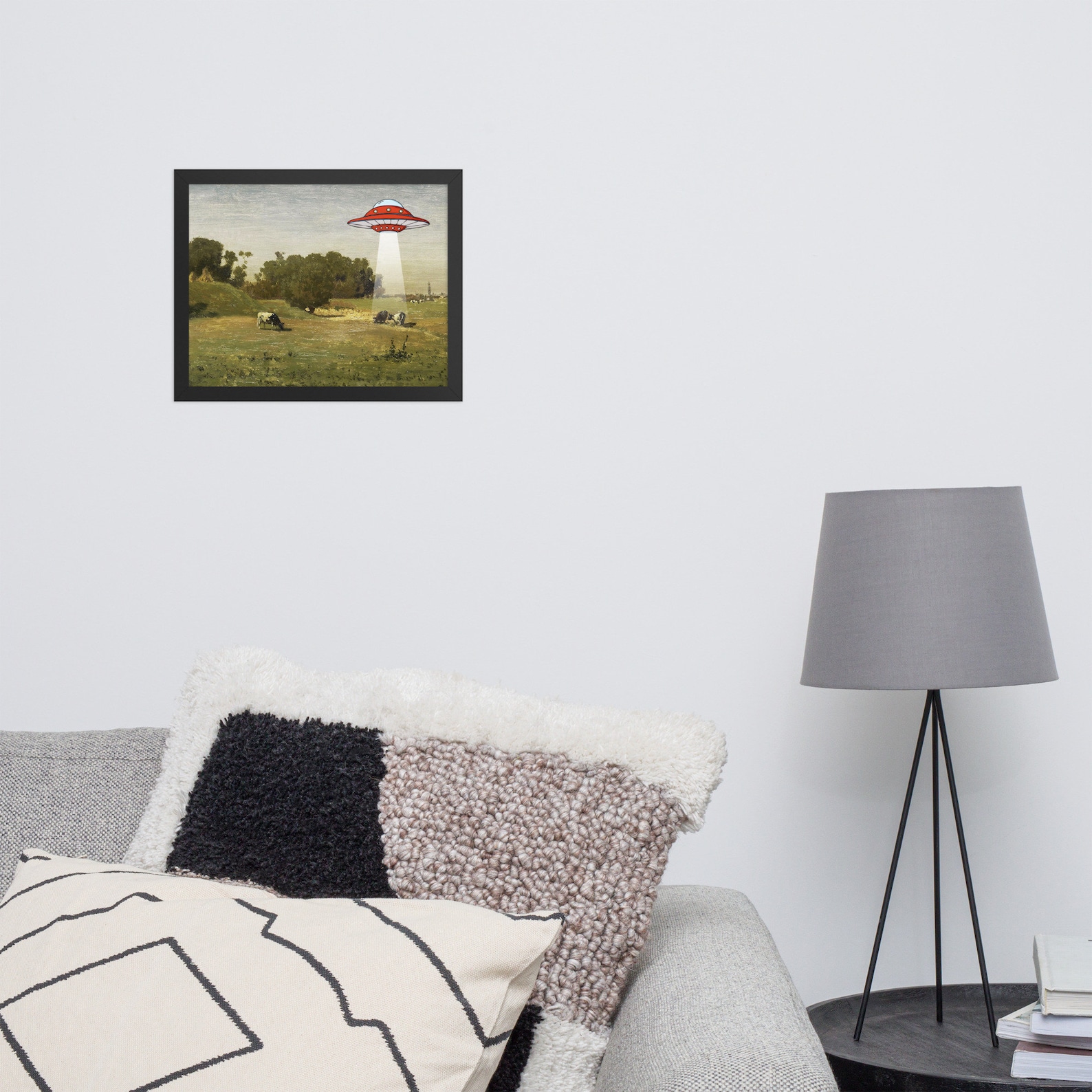 UFO Aliens Print Vintage Thrift Store Art Altered Oil - Etsy