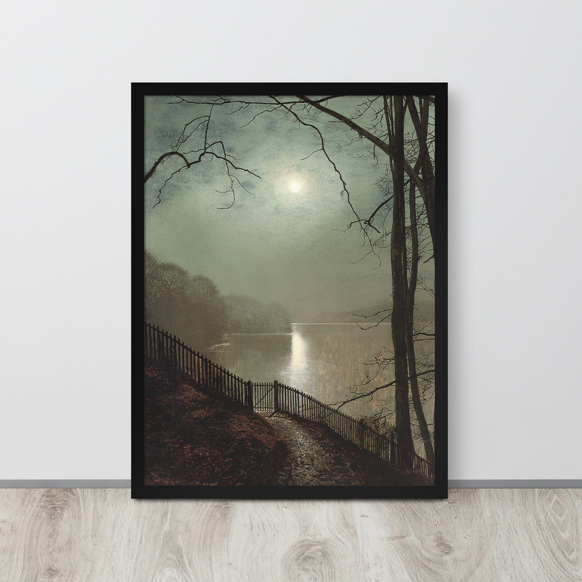 Dark Moody Landscape Painting Vintage Night Lake Print - Etsy