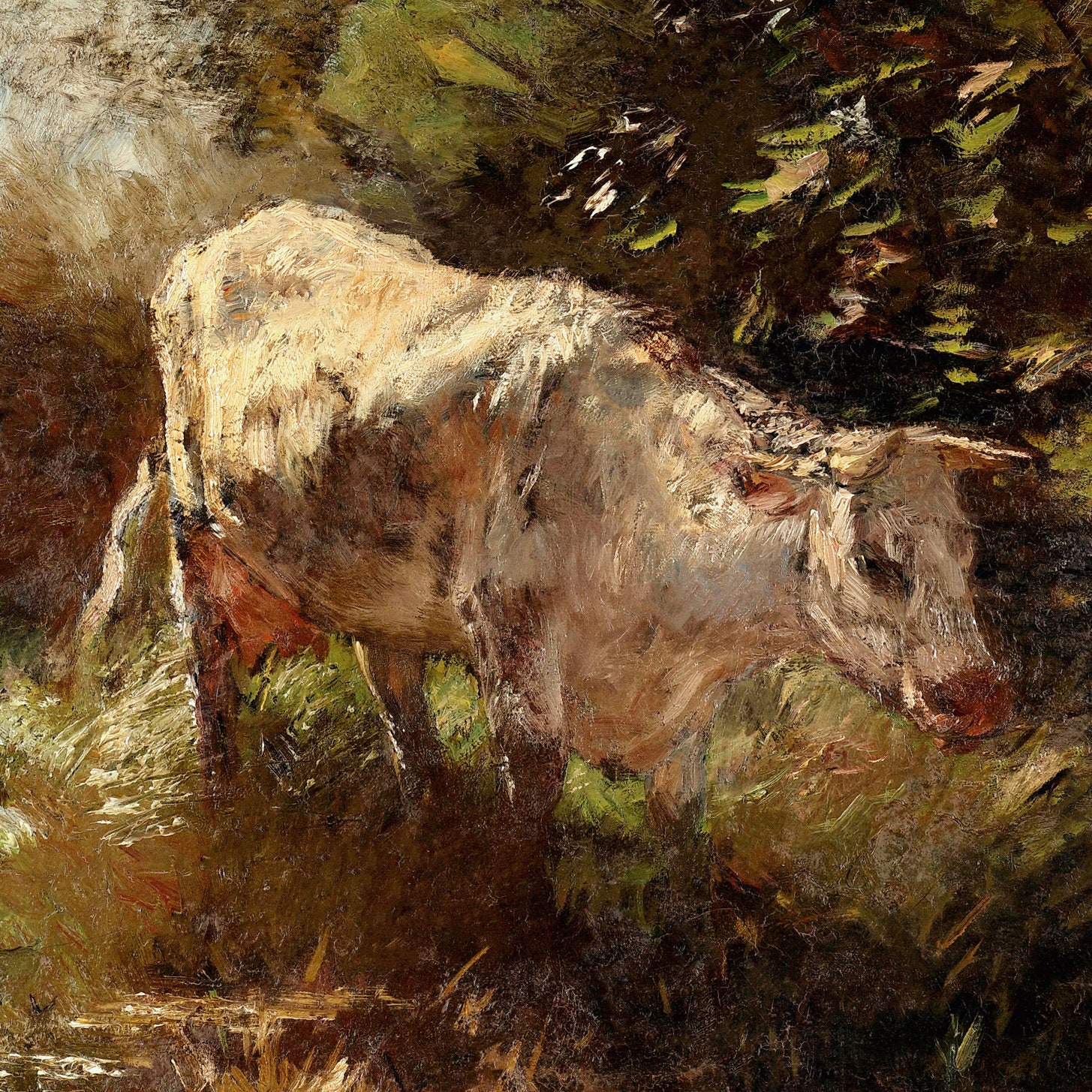 Vintage Cow Painting | Grazing Cattle Painting | Rustic Cow Print ...