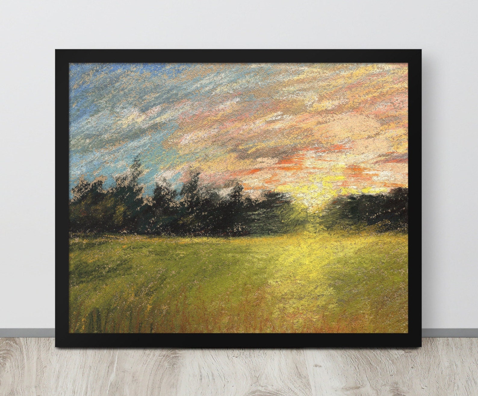 Vintage Sunset Print Sunset Painting Sunset Wall Art Vintage Landscape ...