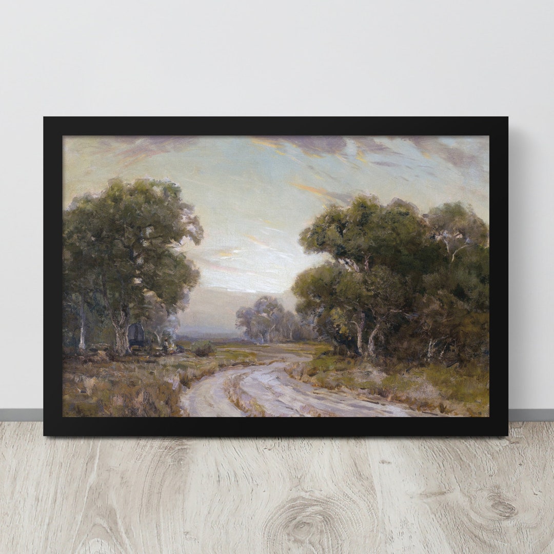 Rustic Landscape Painting Vintage Gravel Road Print Country Path Wall ...