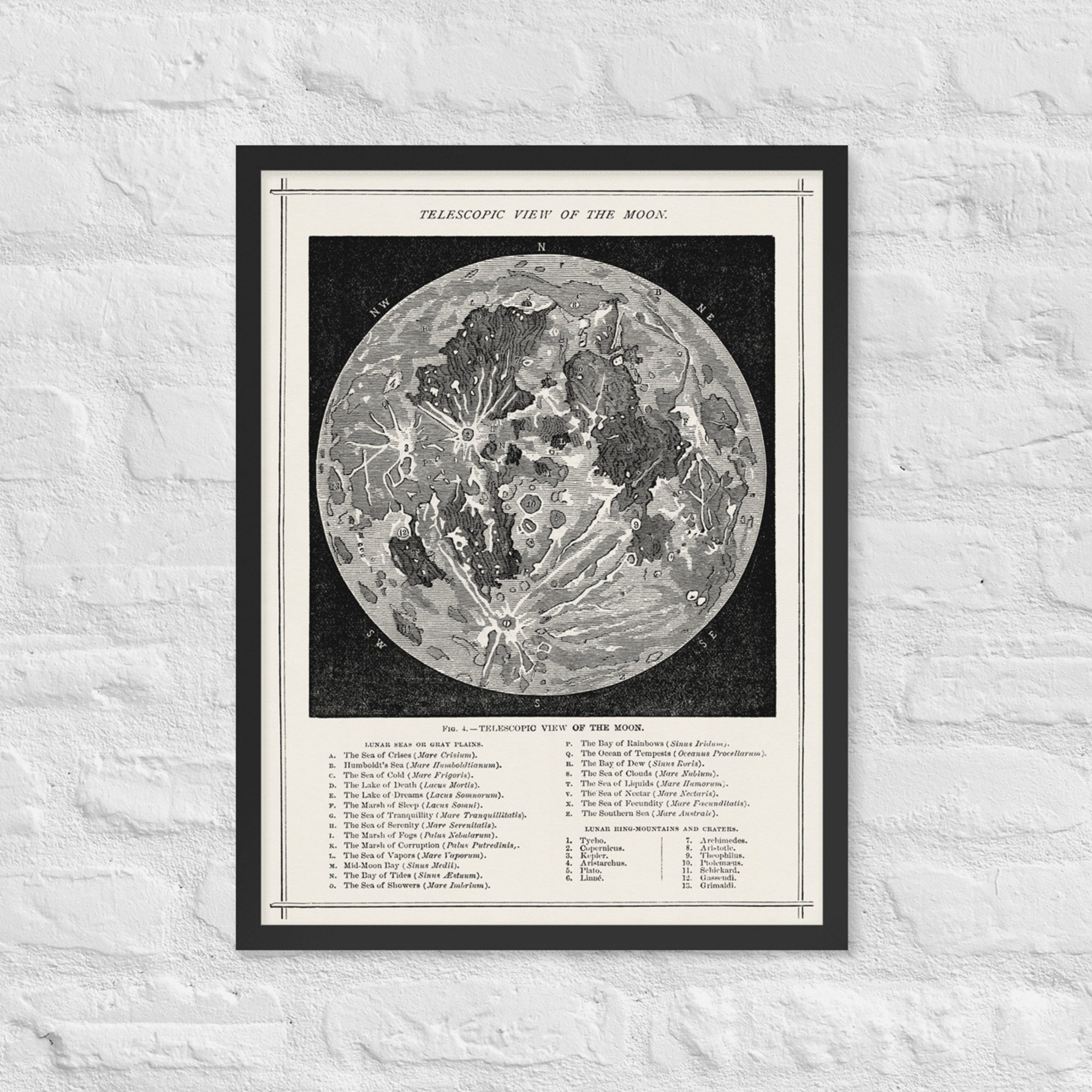 Vintage Moon Map Antique Moon Print Vintage Lunar Map of - Etsy