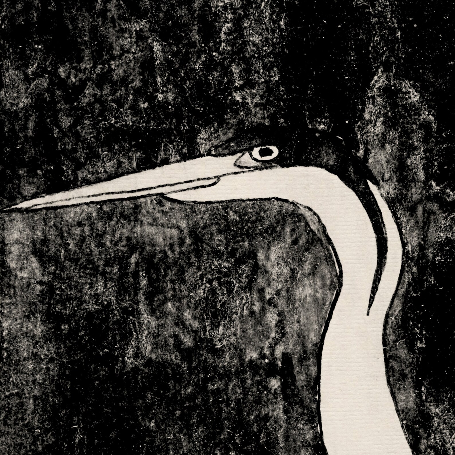 Vintage Heron Sketch | Antique Heron Drawing | Rustic Bird Art | Blue ...