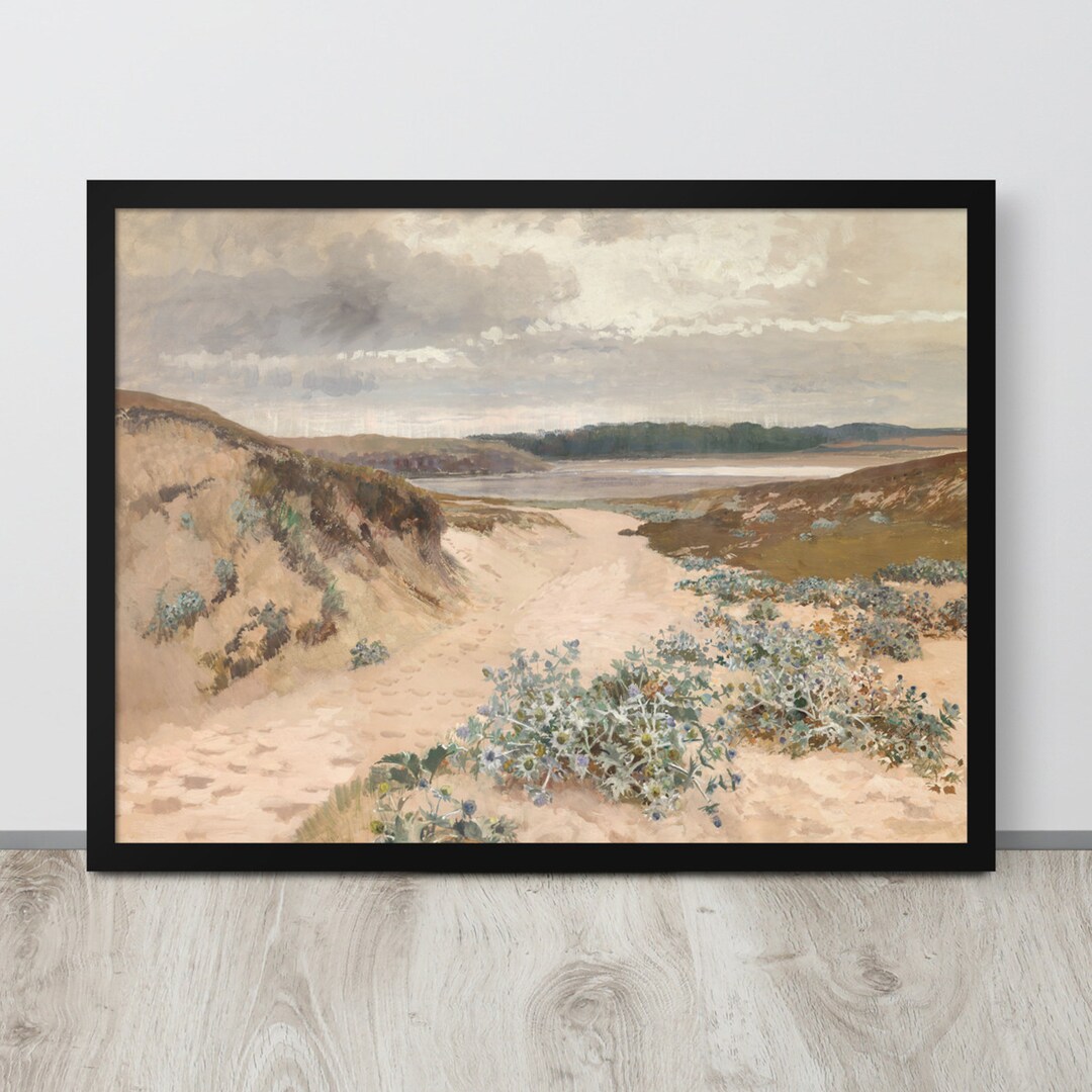 Ocean Landscape Painting | Ocean Path Print | Sandy Beach Painting ...