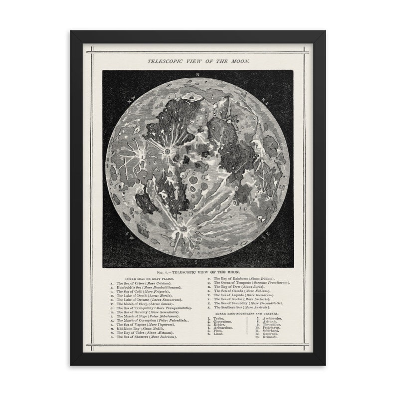 Vintage Moon Map Antique Moon Print Vintage Lunar Map of - Etsy