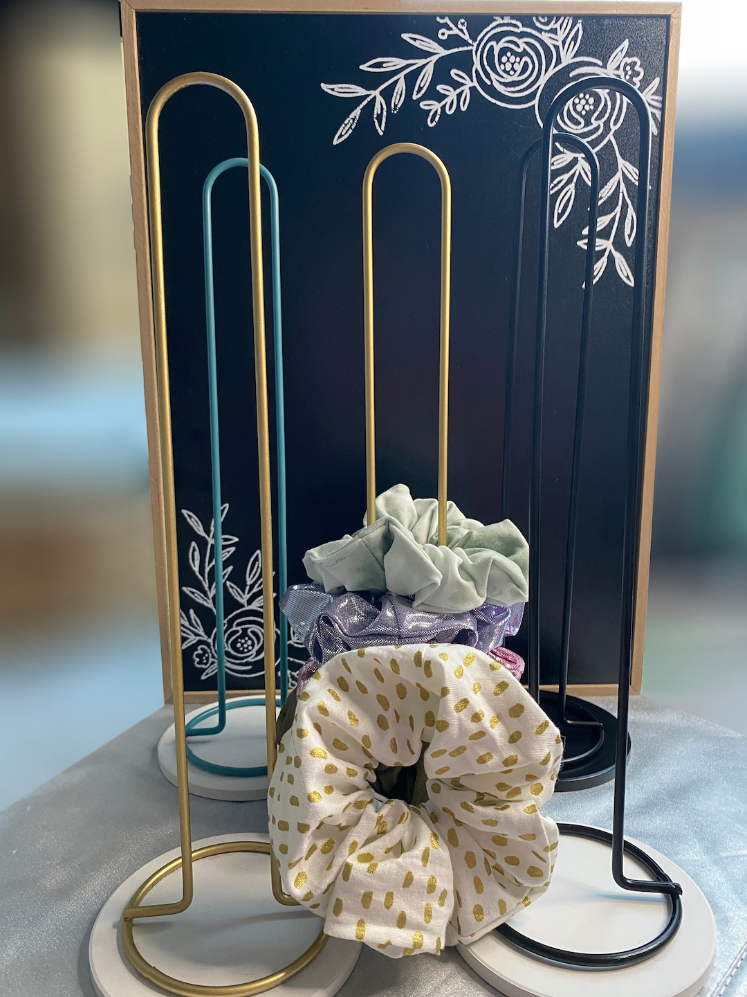 Scrunchie Stand, Scrunchie Holder, Scrunchie Organizer. Gold Scrunchie ...