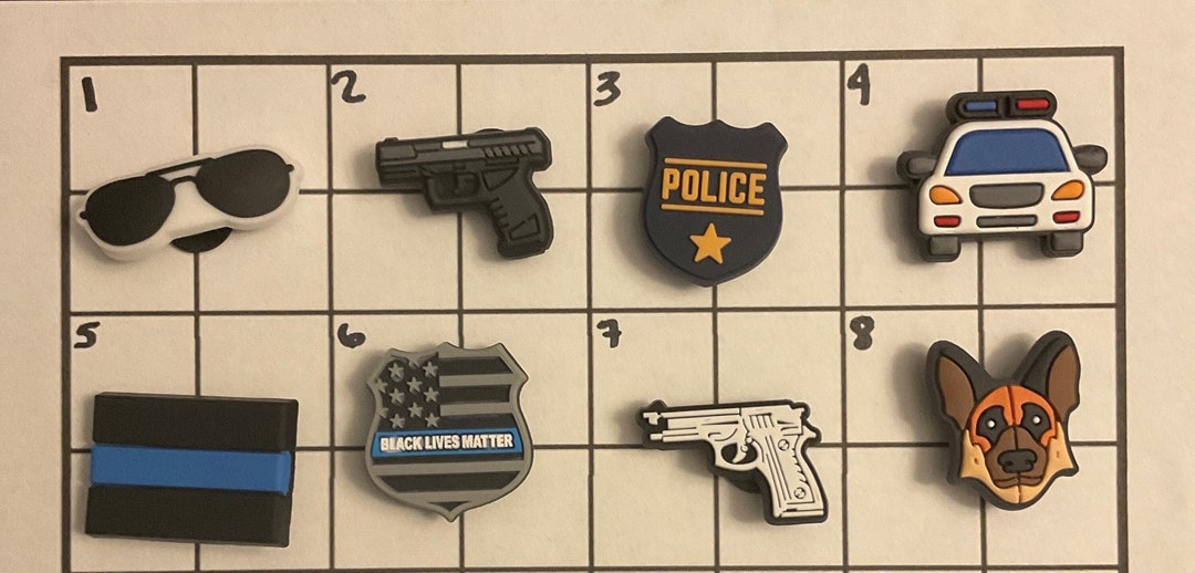 Law Enforcement Police Badge Dog Car Gun Aviators Blue Line for Clogs ...