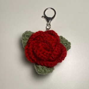 Handmade Crochet Rose Keychain: Floral Bag Charm - Etsy