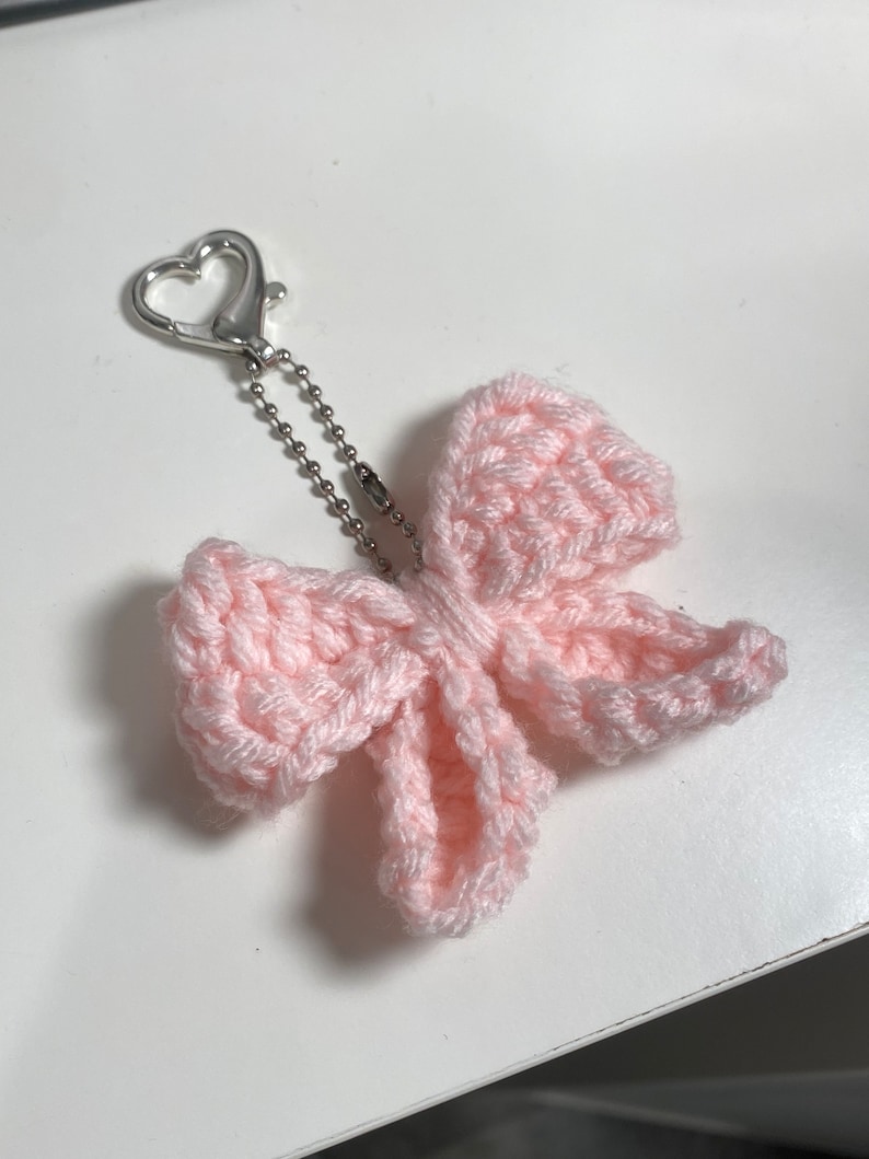 Pink Crochet Coquette Bow Keychain (handmade) - Etsy