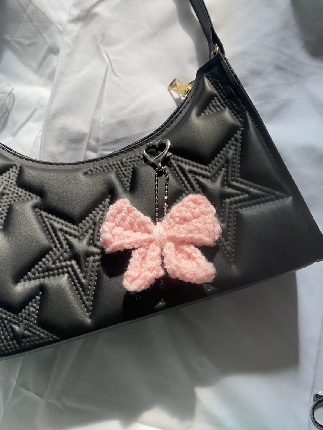 Pink Crochet Coquette Bow Keychain (handmade) - Etsy