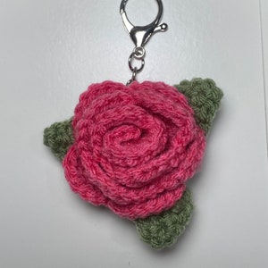 Handmade Crochet Rose Keychain: Floral Bag Charm - Etsy