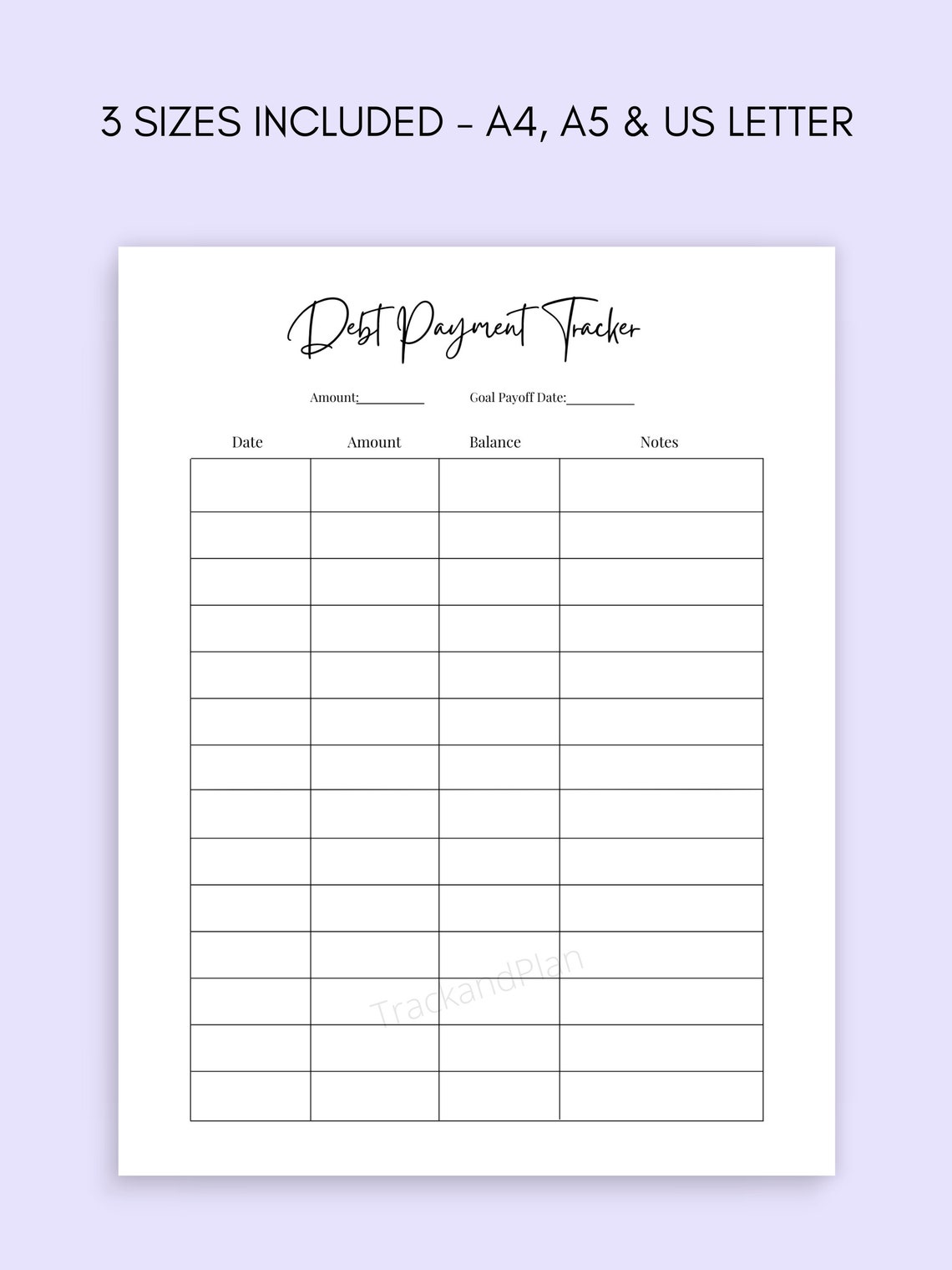Debt Tracker, Debt Tracker Printable, Debt Repayment, Debt Payoff Chart ...
