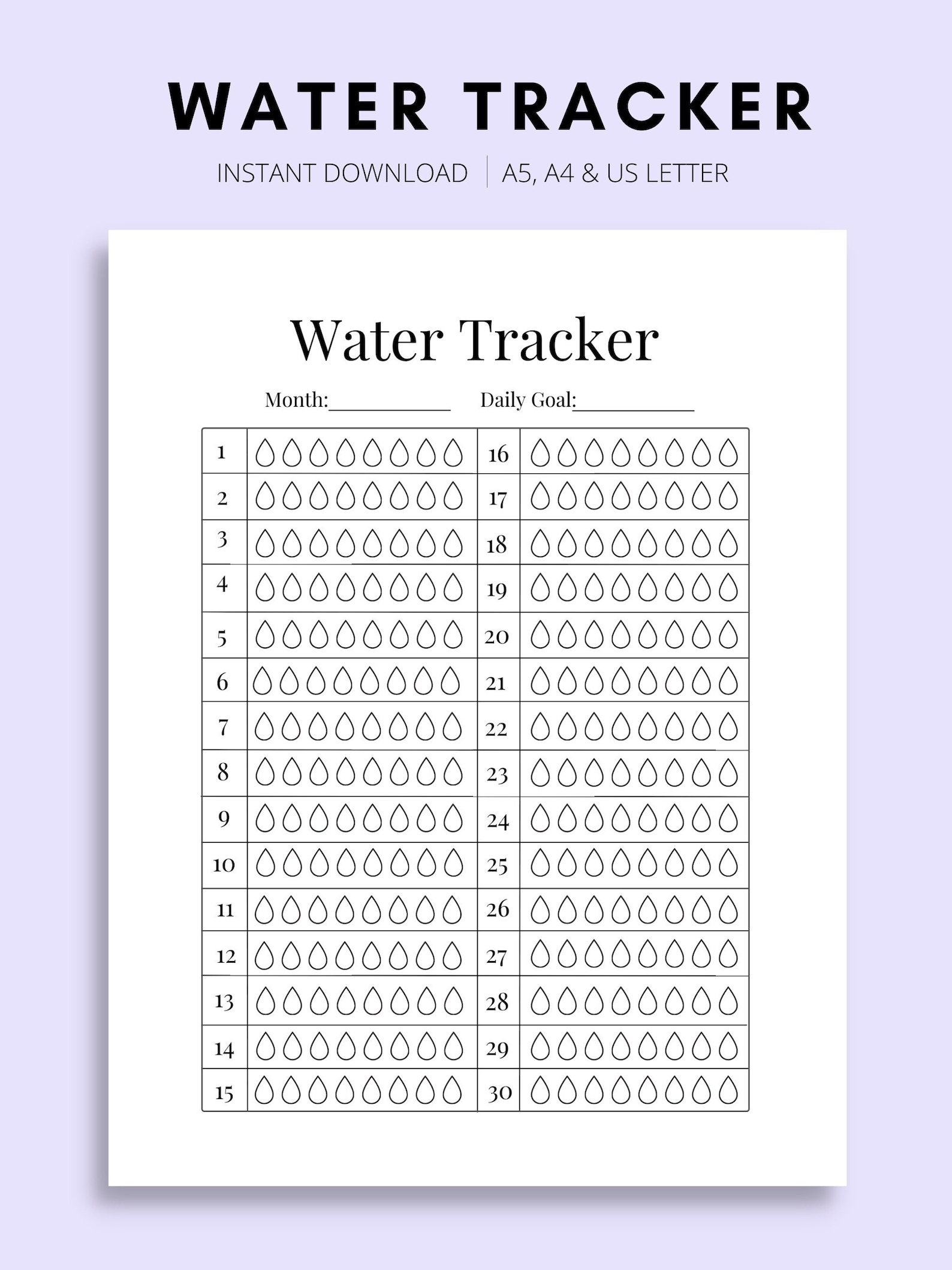 Water Intake Tracker, Water Tracker Printable, Water Intake, Water ...