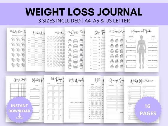 Weight Loss Tracker Weight Loss Journal Habit Tracker - Etsy