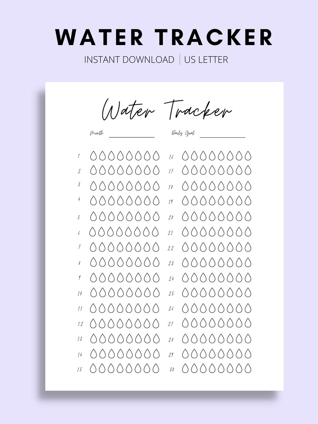 Water Intake Tracker, Water Tracker Printable, Water Intake, Water ...