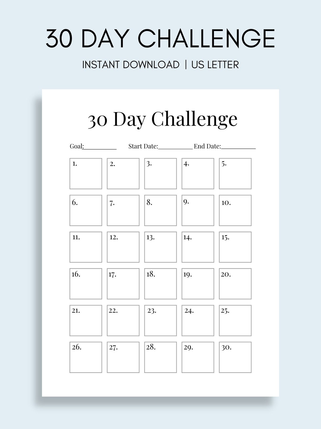 30 Day Challenge Printable, Monthly Habit Tracker, Habit Tracker ...