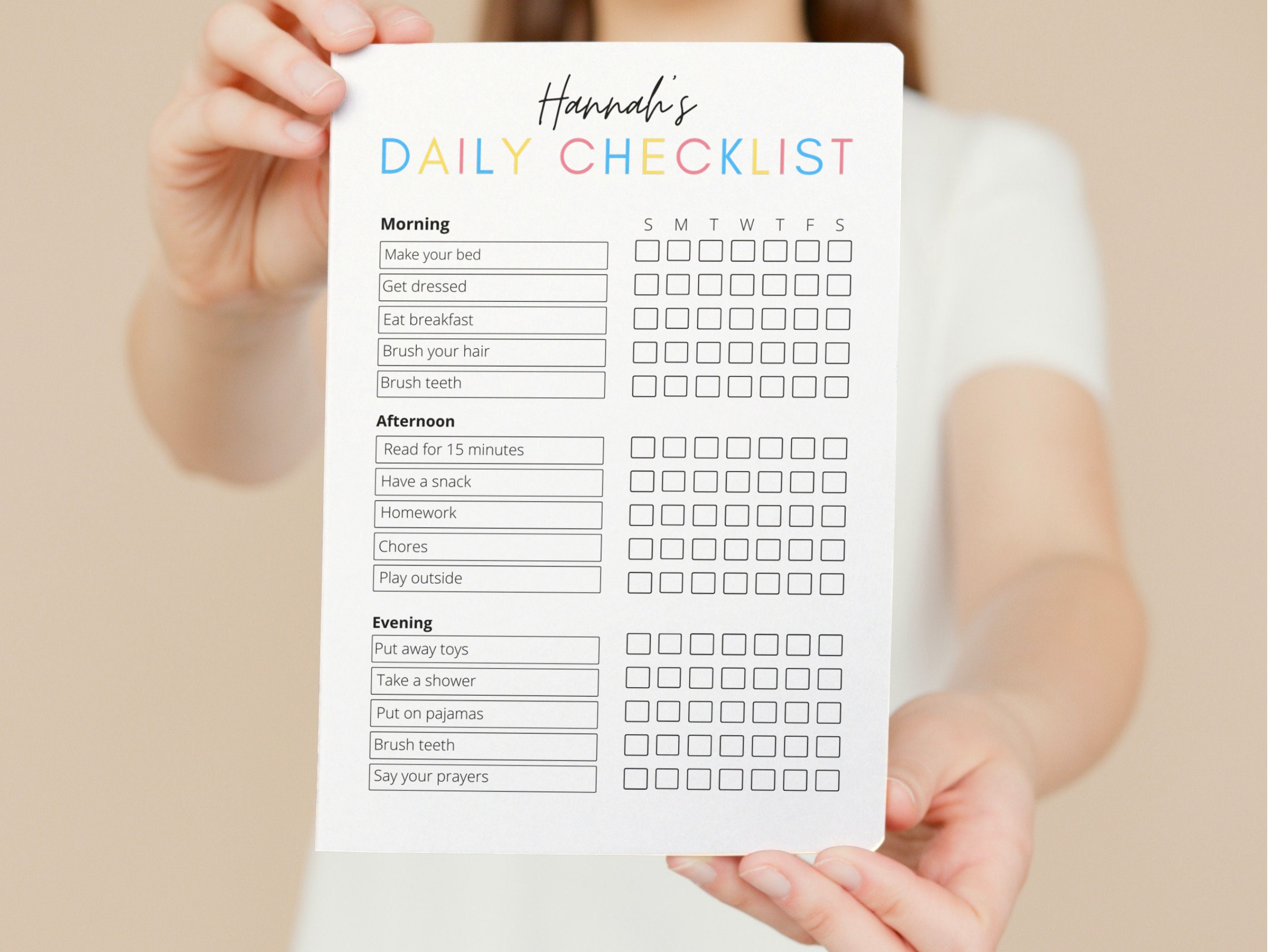 Kids Daily Checklist, Chore Chart for Kids, Editable Chore Chart, Chore ...