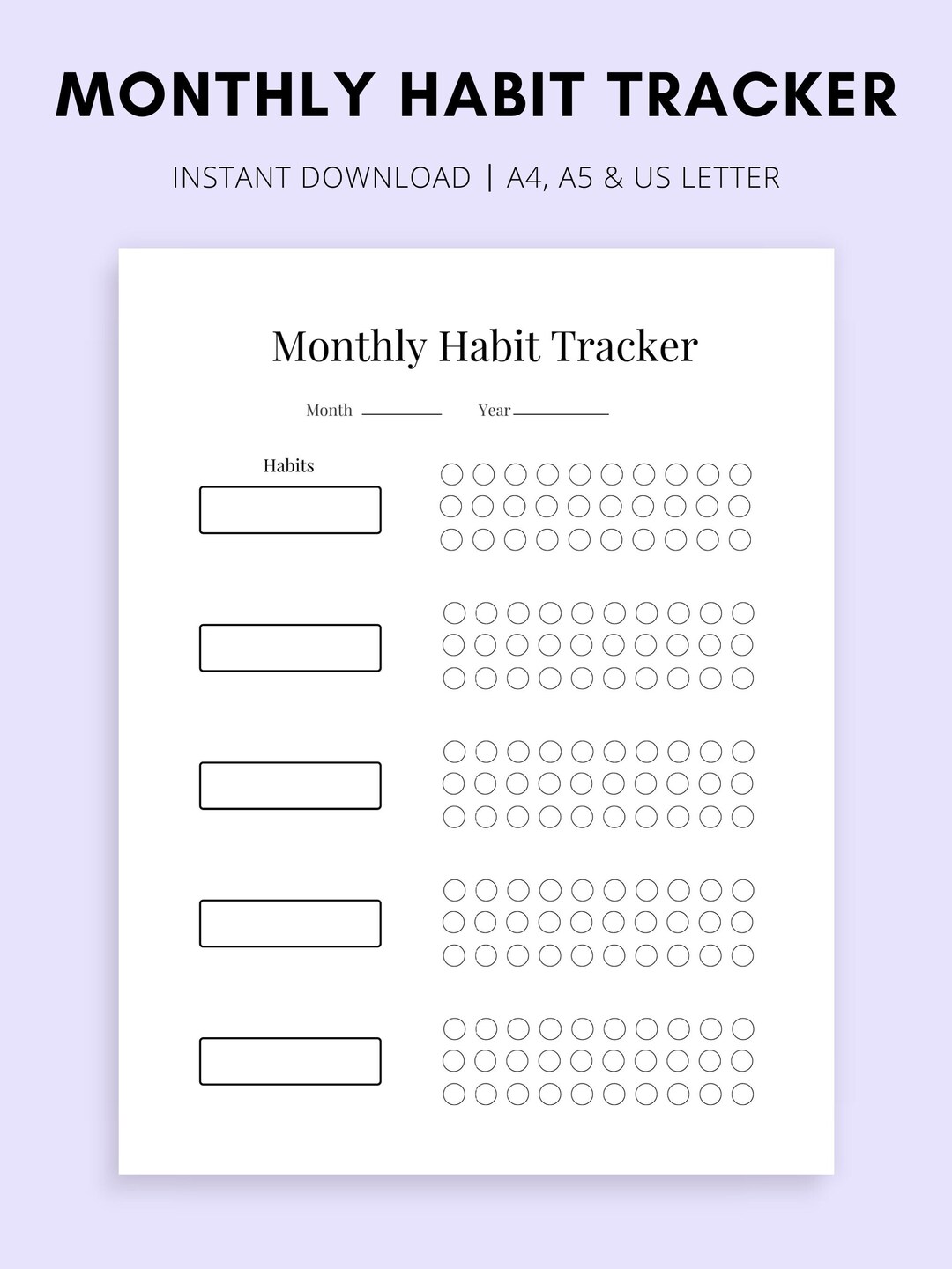 Monthly Habit Tracker, Daily Habit Tracker, Habit Tracker Planner ...