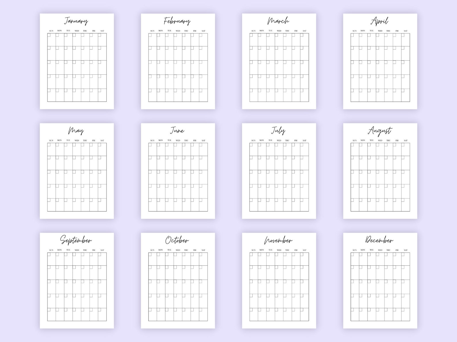 Blank Monthly Calendar, Printable Perpetual Calendar, Printable ...