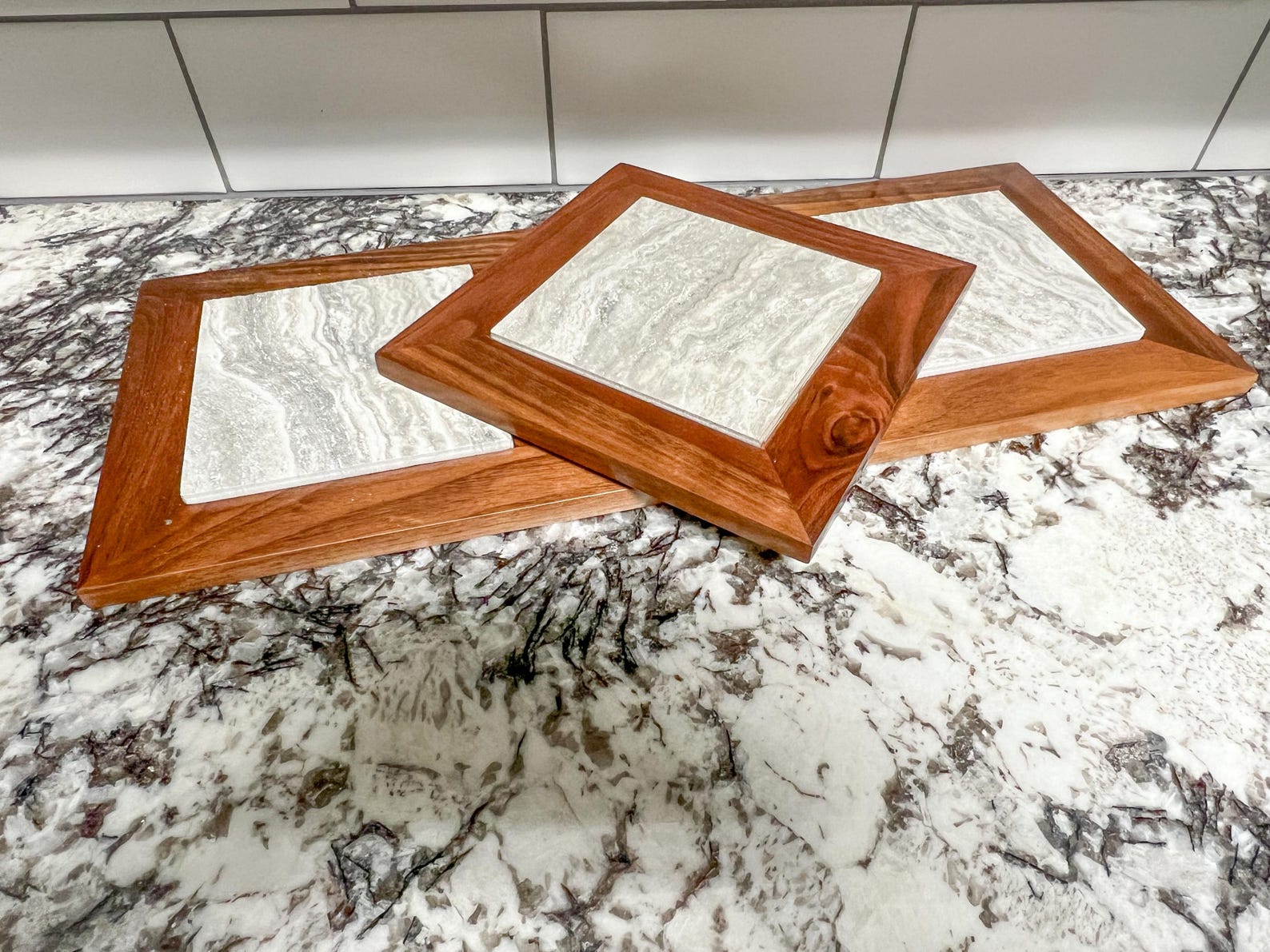 Tile Trivet | Trivet for Hot Pots | Wood and Ceramic Tile Trivet ...