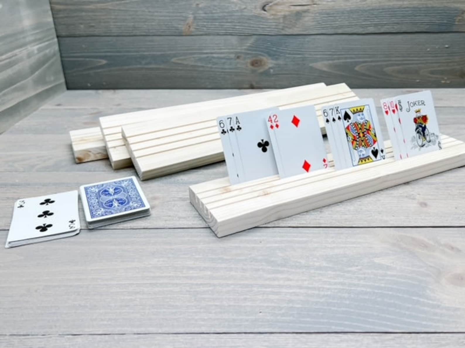 Handmade Wooden Playing Card Holder | Card Rack | Card Tray | Kids Card ...