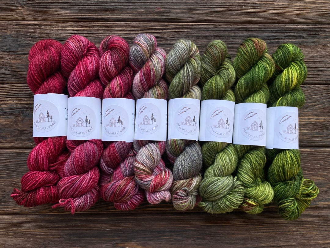 Custom Size Fade Gradient Hand-dyed Set Mini Skeins Shawl Sweater Moss ...